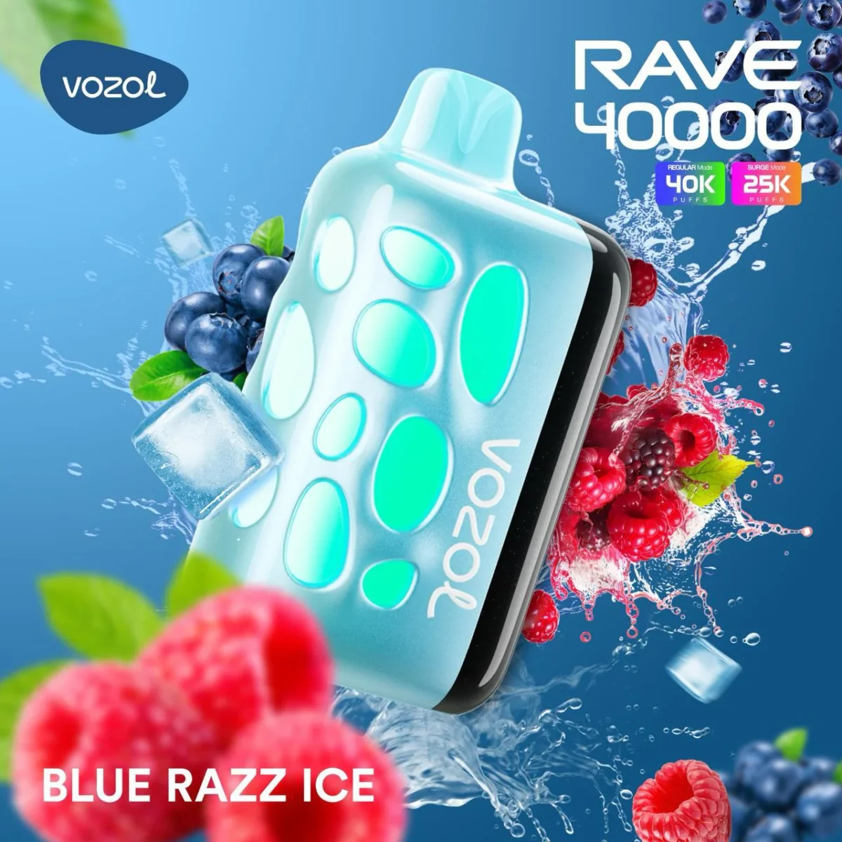Vozol Rave 40000 Blue Razz Ice - VozolStore
